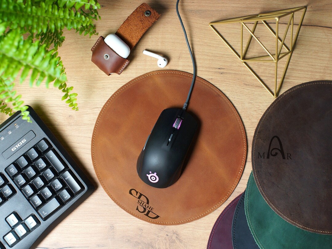 Custom Mouse Pad Leather, Personalized Round Mouse Pad, Office Desk ...