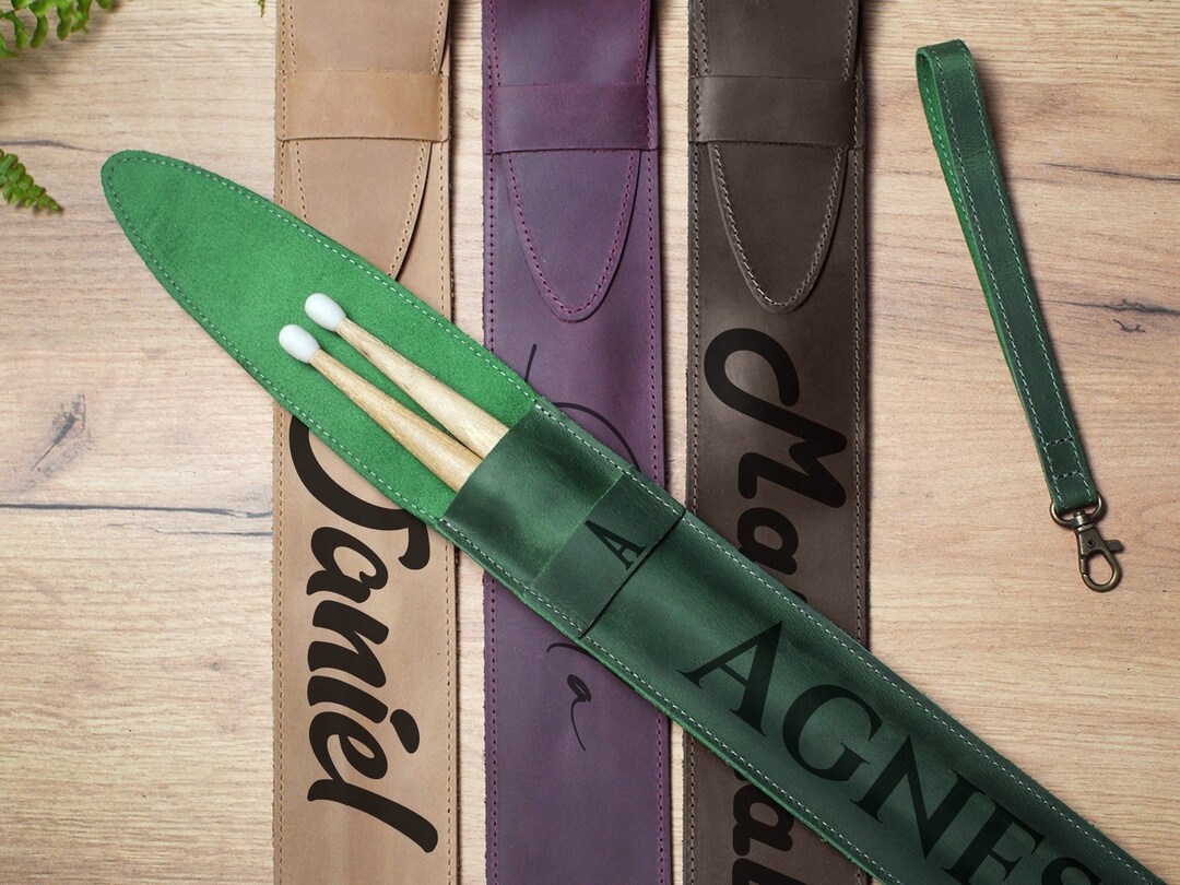 Leather Drum Stick Bag, Personalized Drumstick Case, Gift for Musician ...