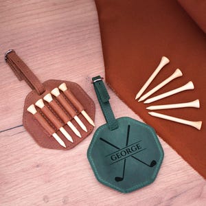 Leather Golf Tee Holder With Name, Monogrammed Golf Tee Pouch, Golf ...