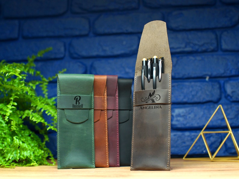 Personalized Pen Holder Leather Pen Holder Engraved Pen - Etsy