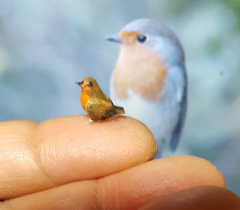 1 X Hand Made Miniature Robin Bird | Etsy UK