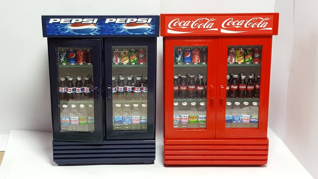 2 Door Filled Coca Cola Coke , Pepsi Drink Cooler 1:12 Scale Dolls ...