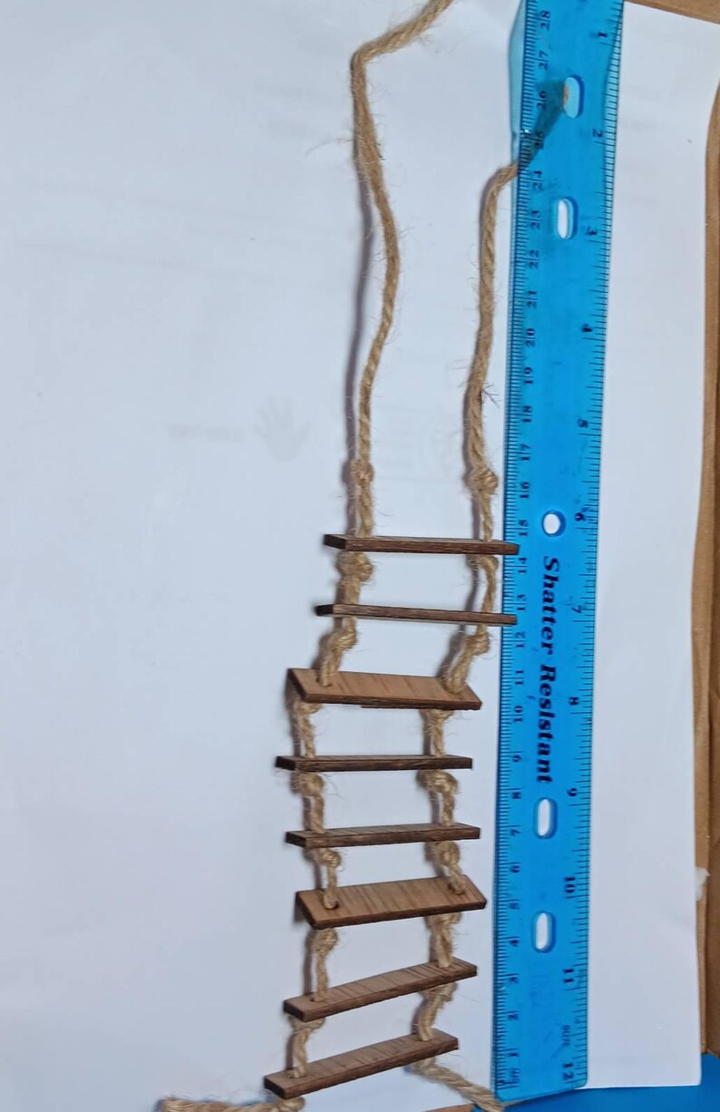 Dolls House Old Rope Ladder Miniature Wooden Garden Tree House ...