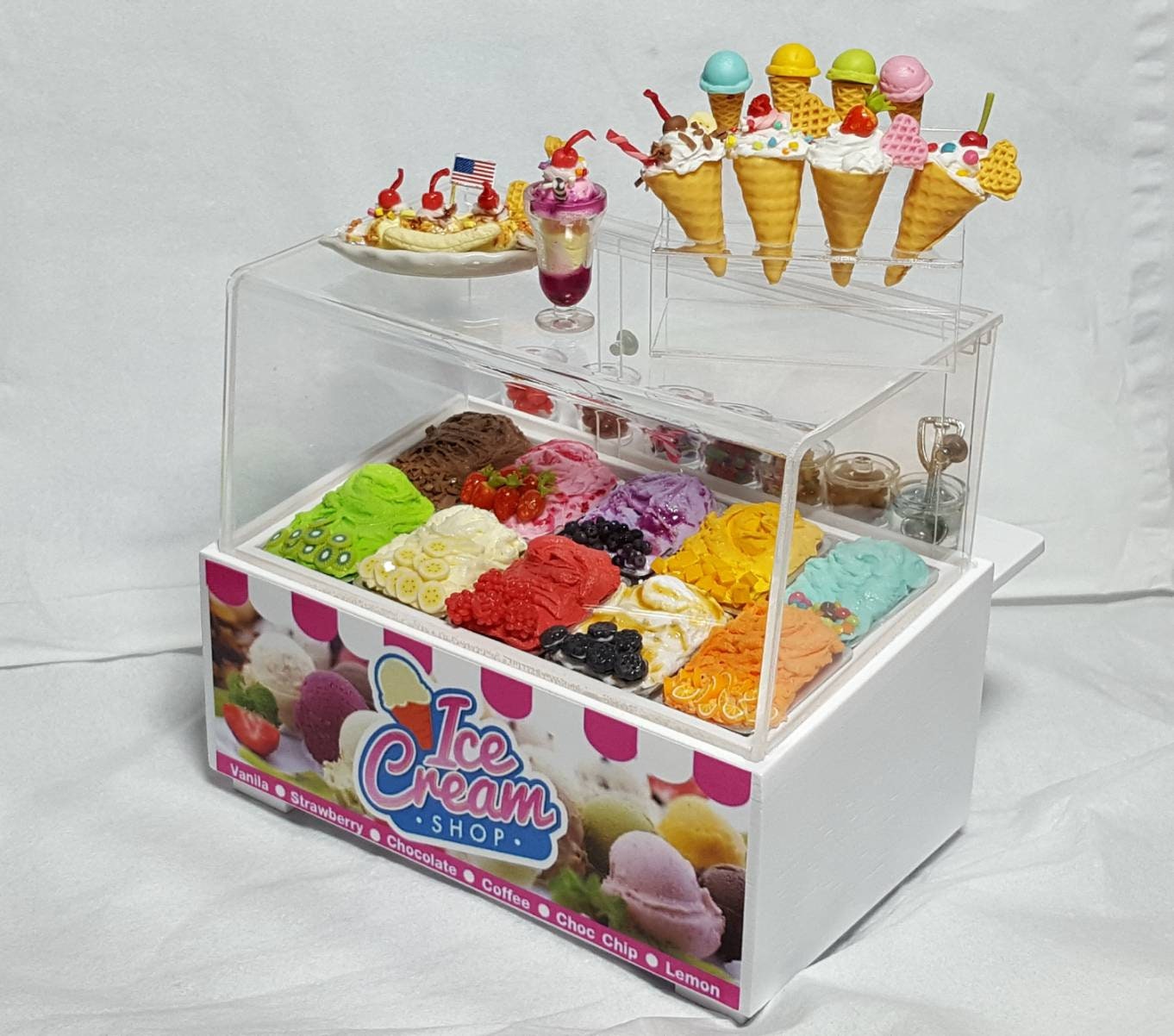 1:12 Dolls House Miniature Ice-cream Counter ( Including Completely ...