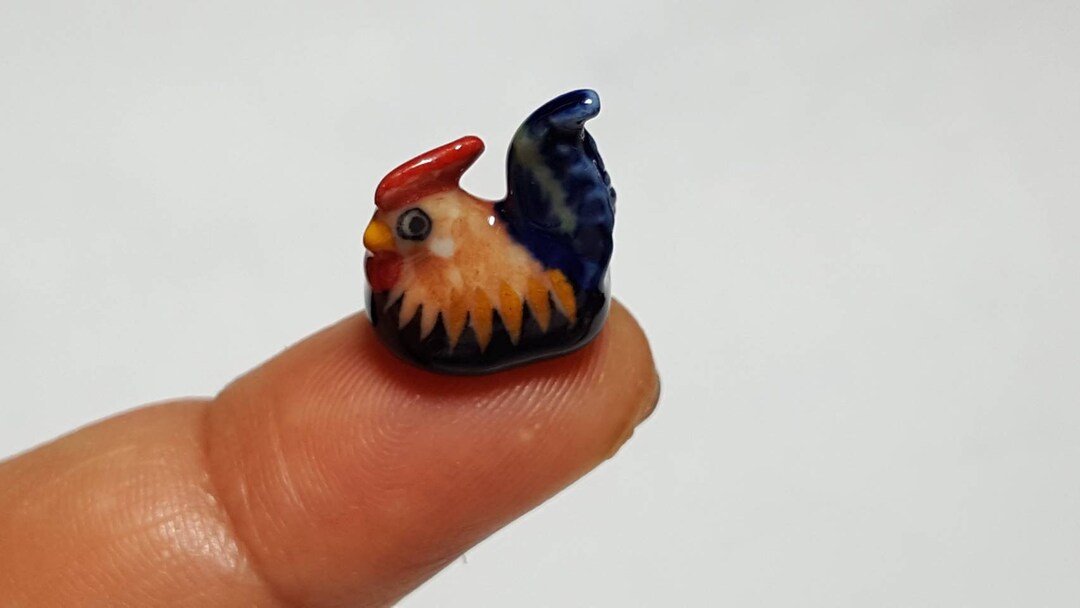 Tiny Little Micro Miniature Hen ,chicken ,rooster Ceramic Ornament ...
