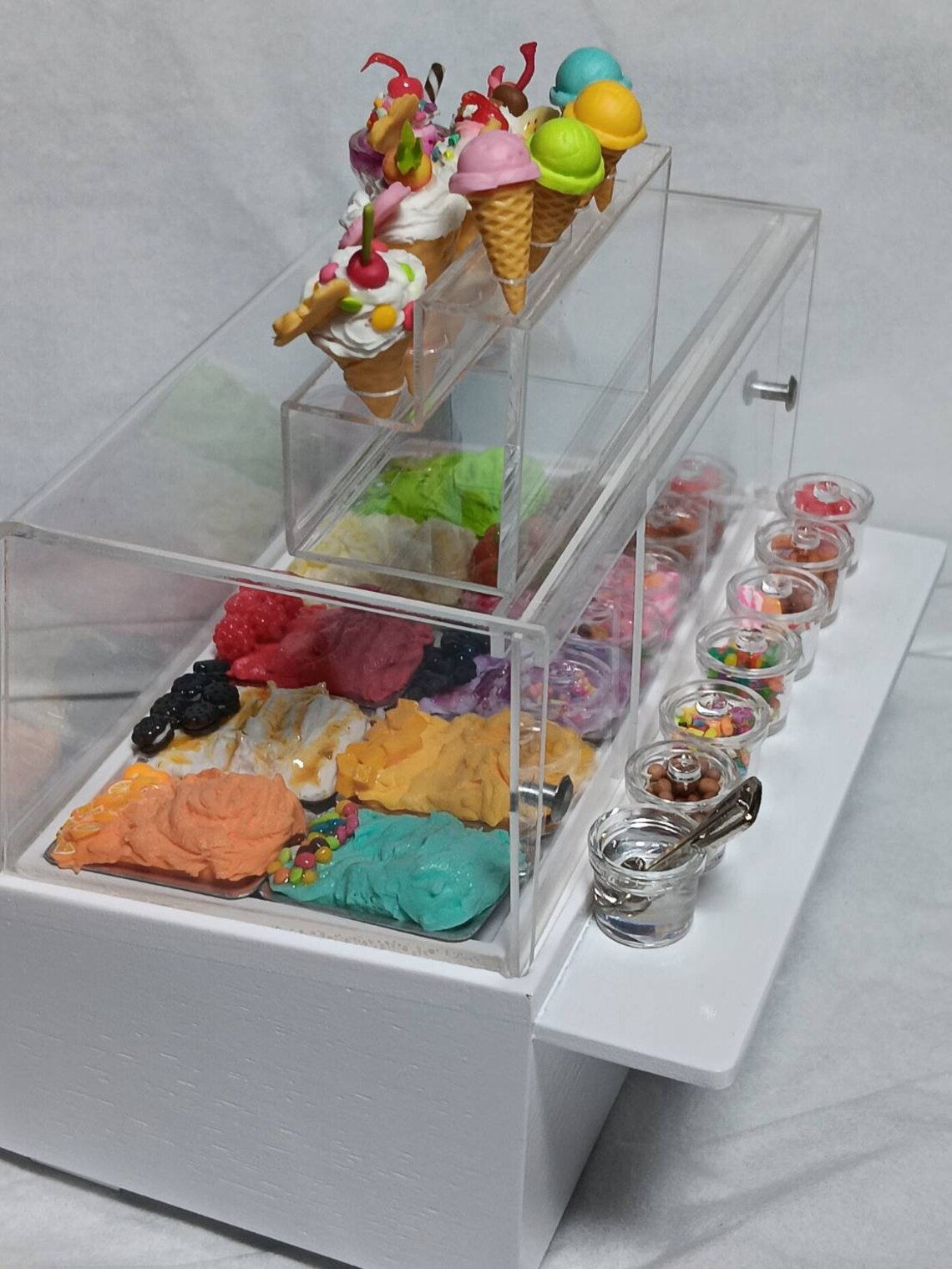 1:12 Dolls House Miniature Ice-cream Counter ( Including Completely ...