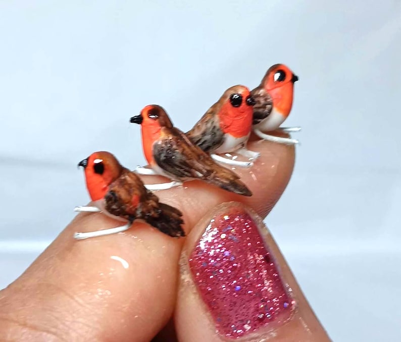1 X Hand Made Miniature Robin Bird - Etsy UK