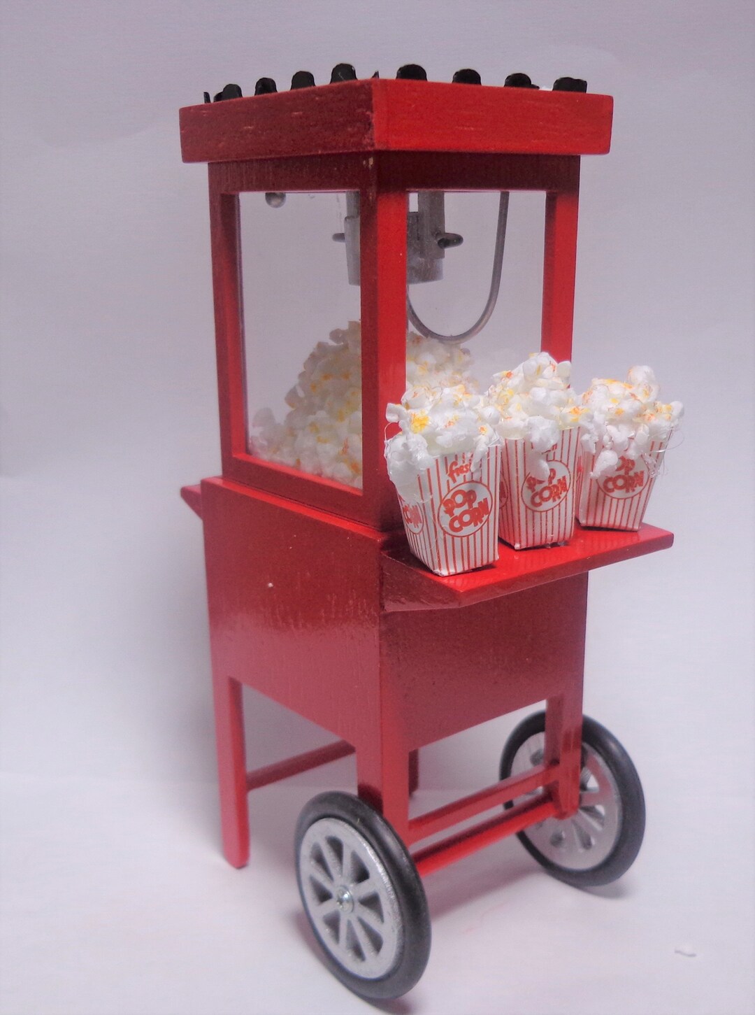 1;12 Scale Hand Made Popcorn Cart & Popcorn Dolls House Miniature Food ...