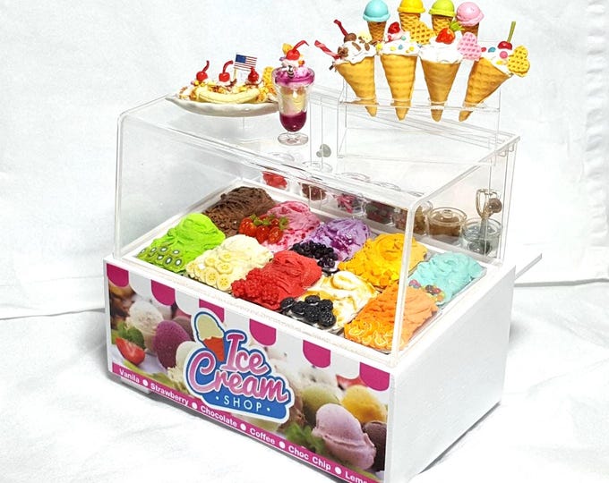1:12 Dolls House Miniature Ice-cream Counter ( Including Completely ...