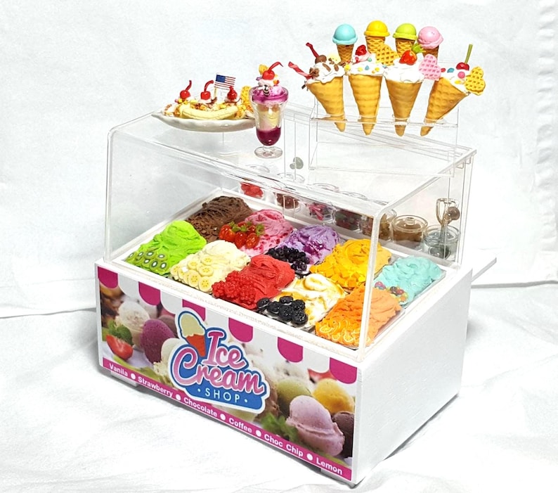 1:12 Dolls House Miniature Ice-cream Counter ( Including Completely ...