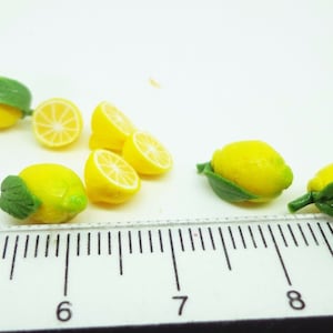 1:12 Scale Set of 10 Lemons , 6 Halves Lemon Dolls House Miniature Food ...