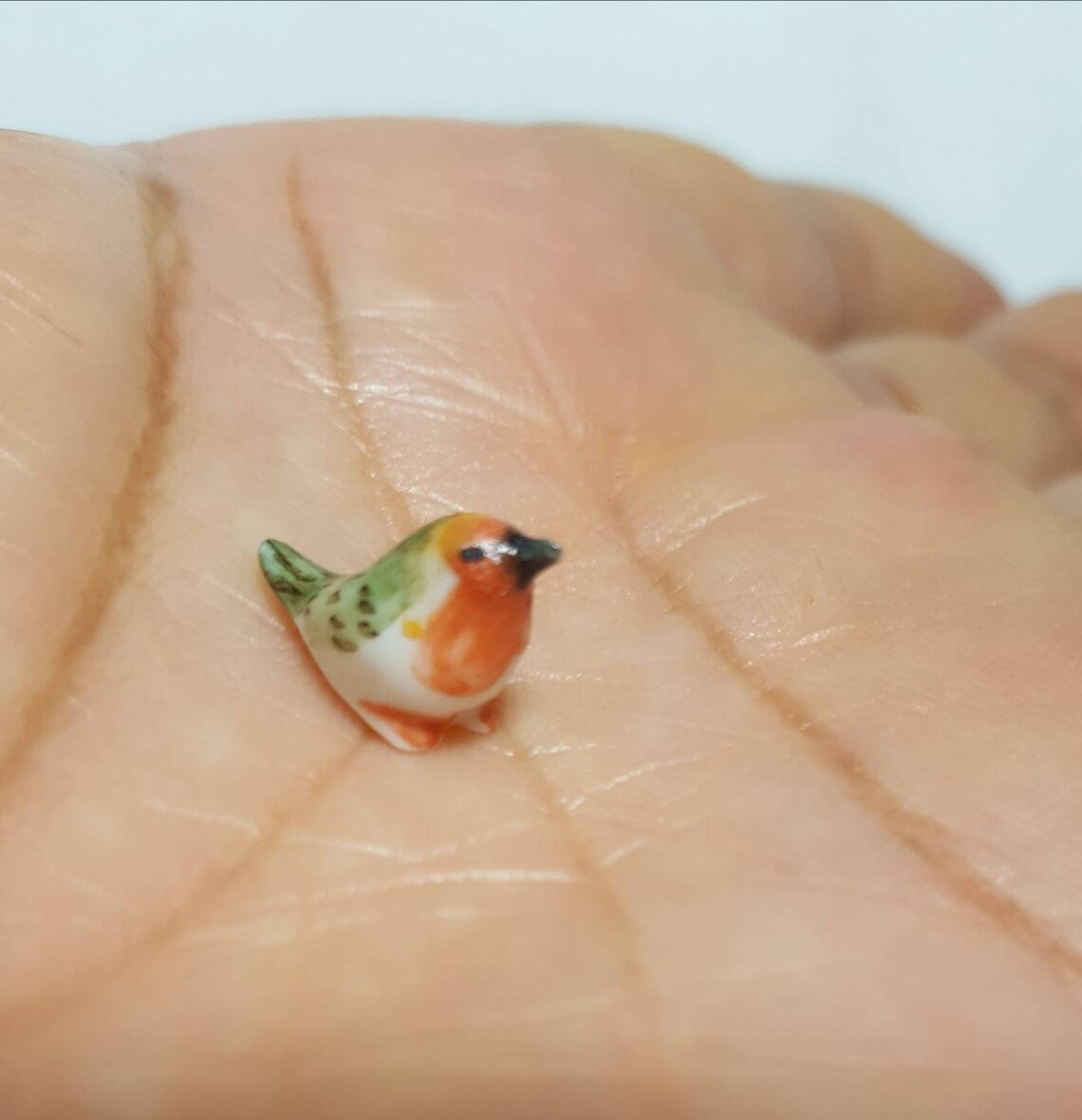 Worlds Smallest Tiny Miniature Robin Ceramic Pet Bird Hand Painted ...