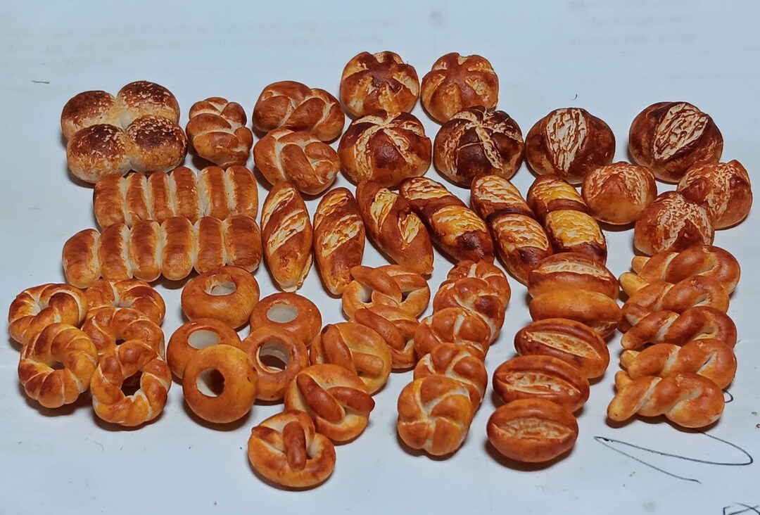 1:12 Scale Bread Rolls, Bread Twists, Pretzels, Ring Rolls ,bagels ...