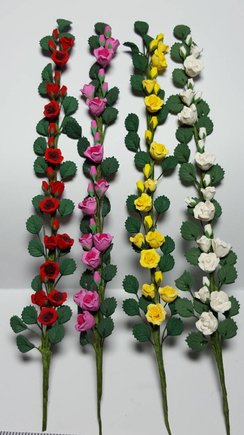 22cm String of Roses Dolls House Climbing Red Roses Miniature Flower ...