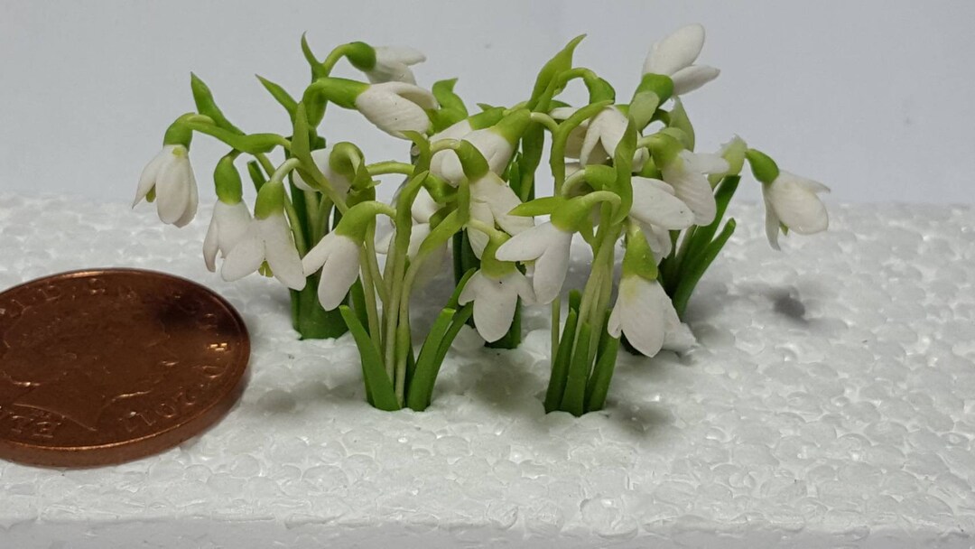 1;12 Scale Dollhouse Miniature Snowdrop , ONE Bunch of 5 Snowdrop ...