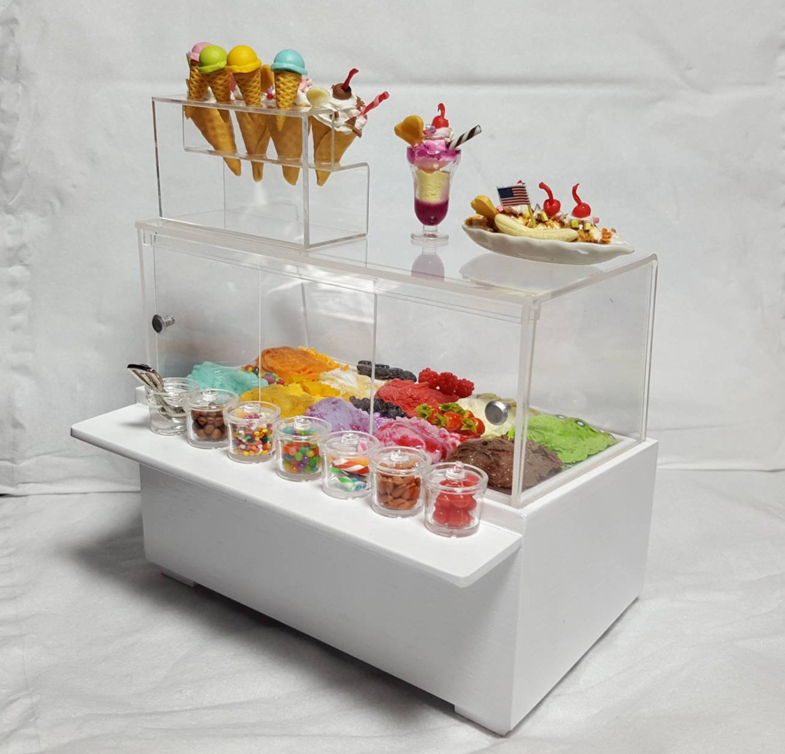 1:12 Dolls House Miniature Ice-cream Counter ( Including Completely ...
