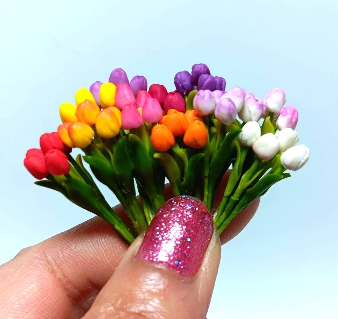 1;2 Scale Hand Made Tulips , Dolls House Miniature Tulips. Dollhouse ...