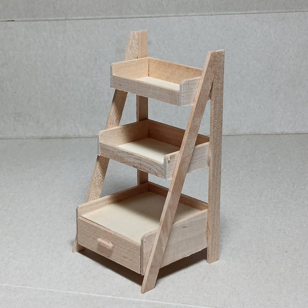 Dolls House Miniature Shelf Unit Model Store 12th Scale Wooden Shelves ...