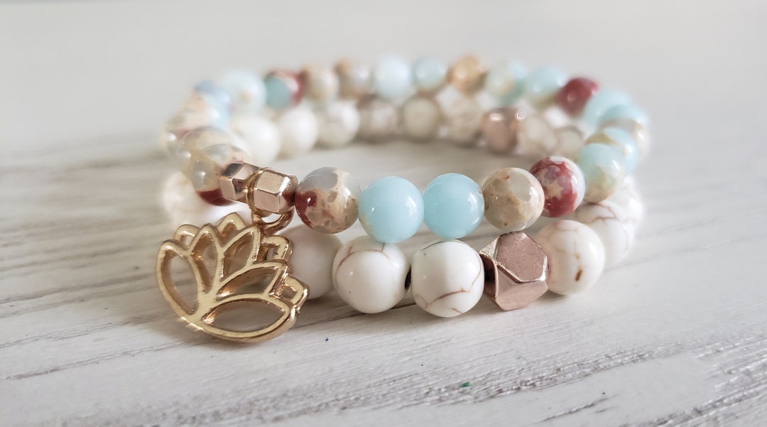 Lotus Stack - Aqua Terra Jasper - Etsy