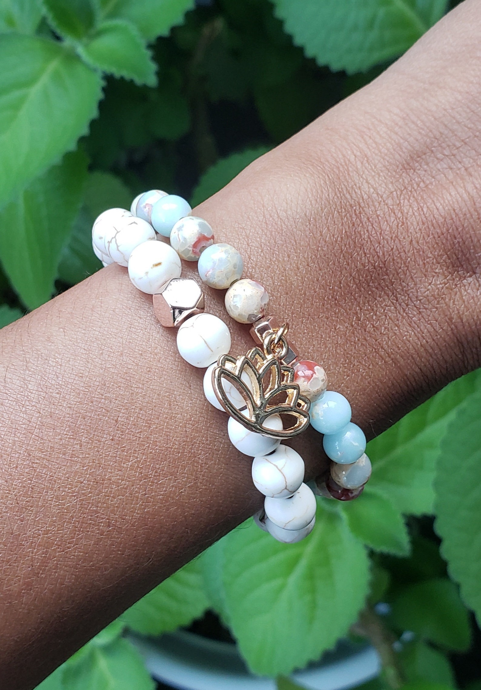 Lotus Stack Aqua Terra Jasper - Etsy