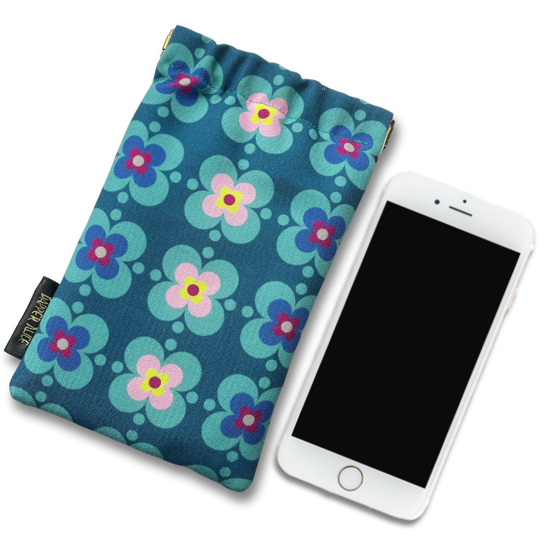 Protective Padded Phone Pouch. Mid Century Style, Geometric Floral ...