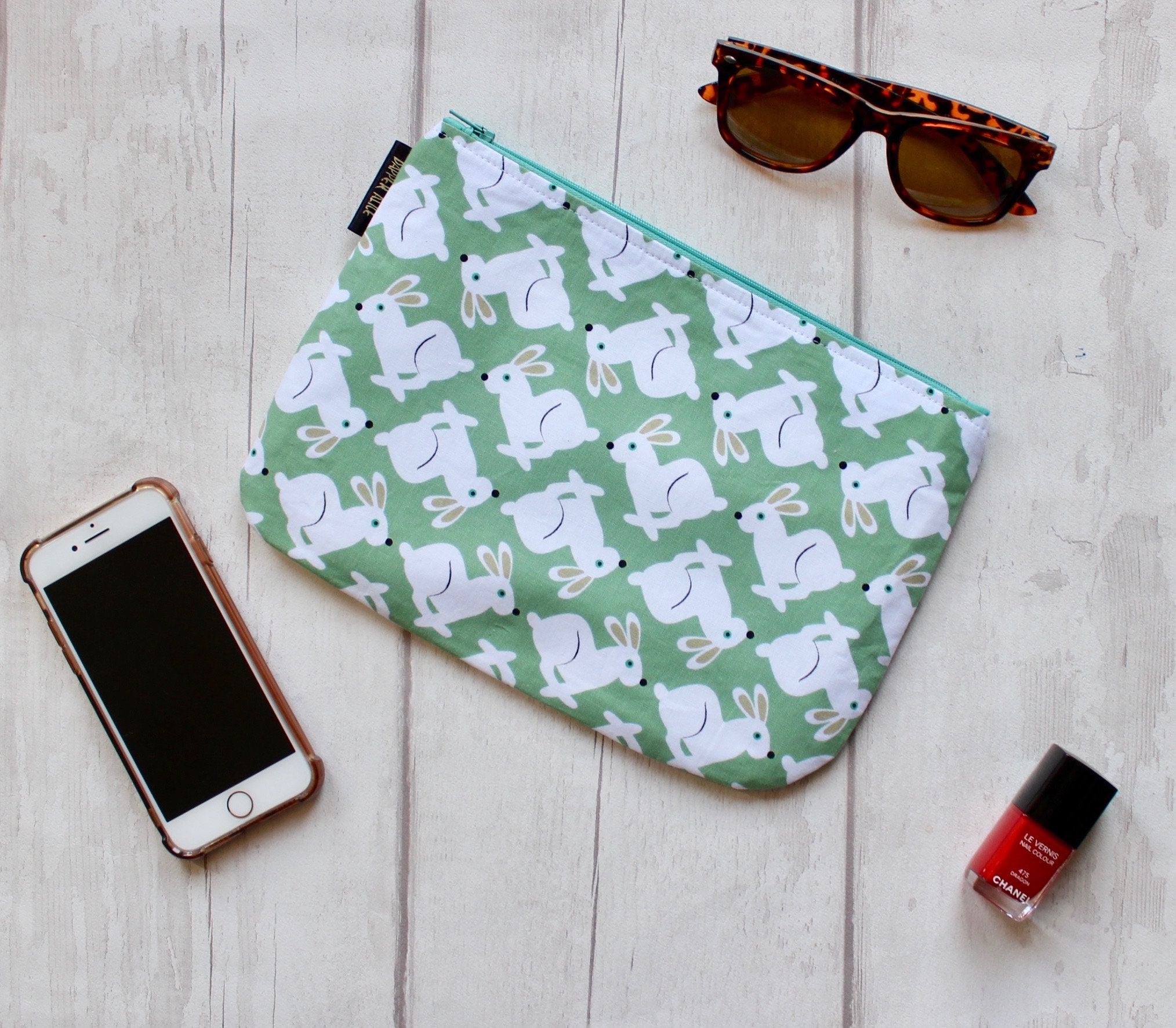 White Rabbits Makeup Bag or Pencil Case. Retro Gemoetric - Etsy UK