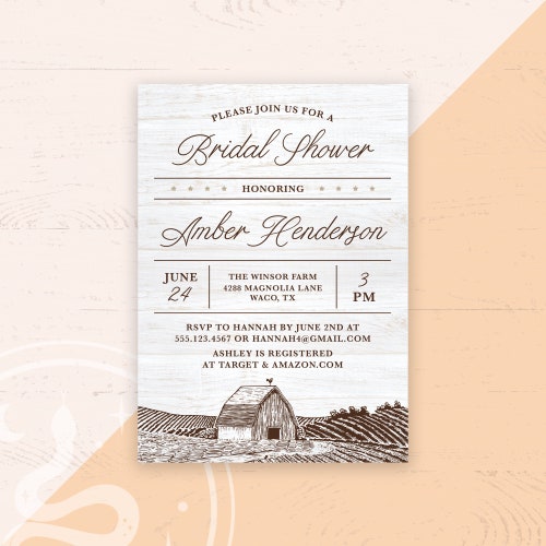 Rustic Bridal Shower Invitation Rustic Invitation Country - Etsy