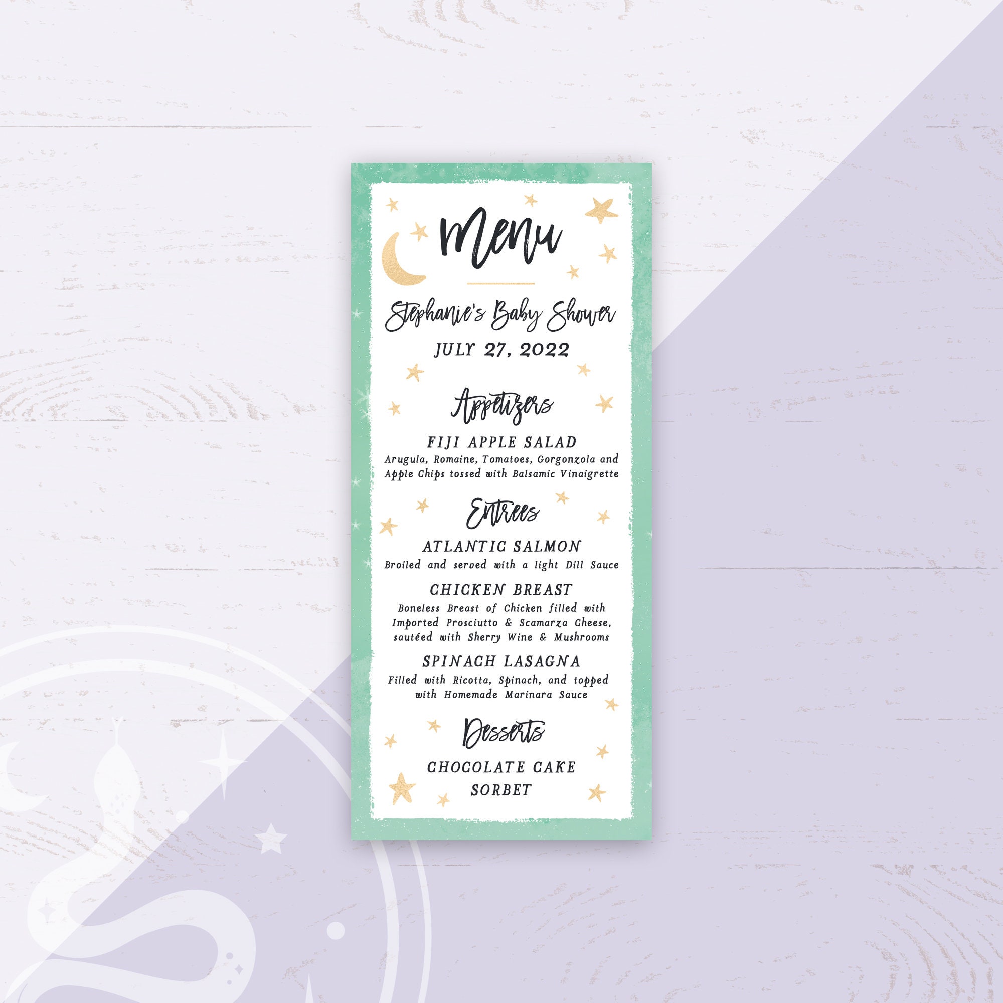 Twinkle Twinkle Little Star Printable Menu Card Baby | Etsy