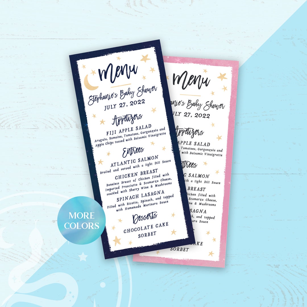 Twinkle Twinkle Little Star Printable Menu Card Baby - Etsy