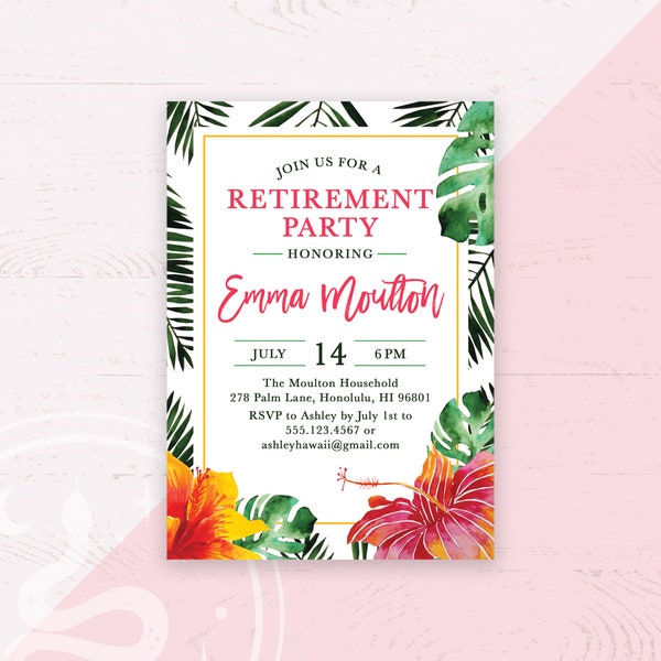 Retirement Party Tropical Invitation - Etsy