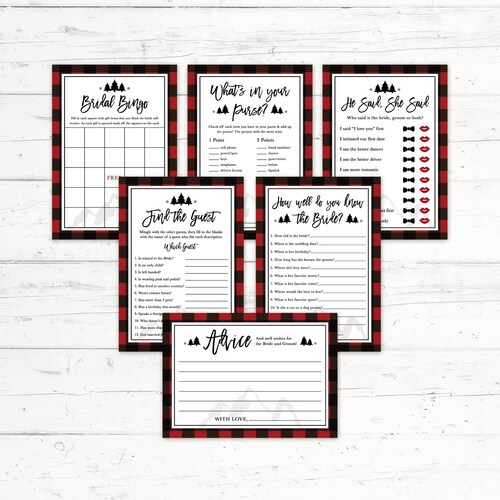 Flannel Bridal Shower Games Bundle Printable Instant - Etsy