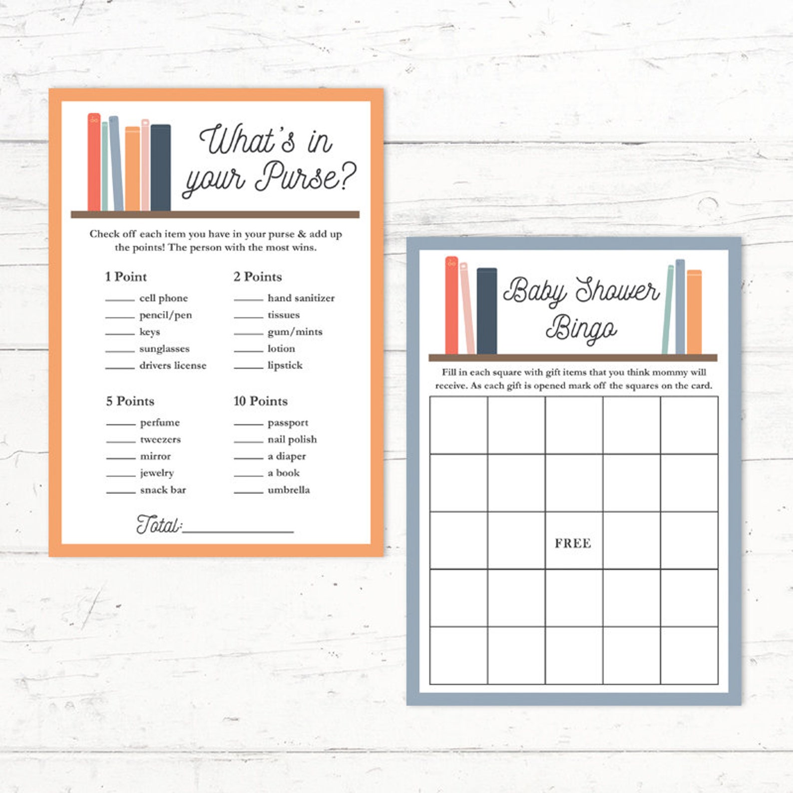 Book Theme Baby Shower Games Package 6 Games Library - Etsy