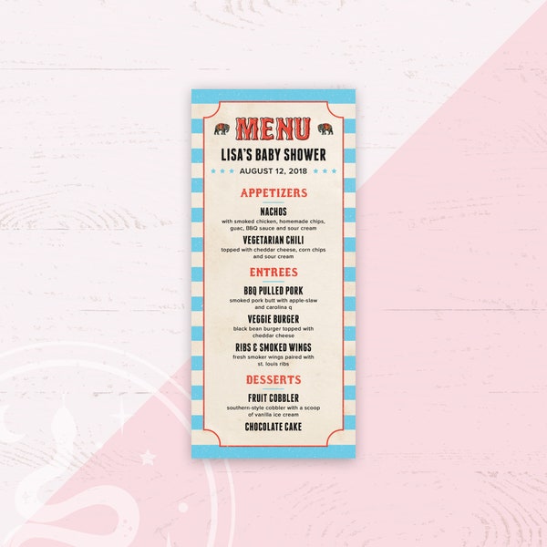 Carnival Menu Template - Etsy