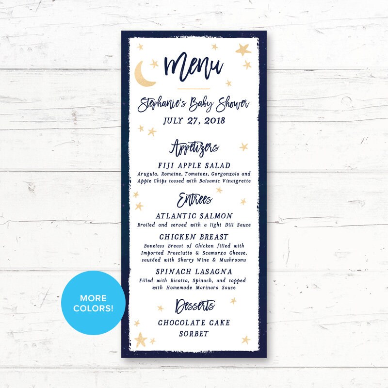 Twinkle Twinkle Little Star Printable Menu Card Baby | Etsy