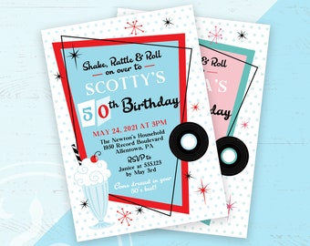 50s Party Invitation | Etsy