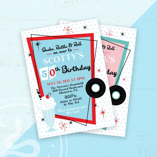 Sock Hop Invitation Retro Diner Invitation 1950s Party - Etsy