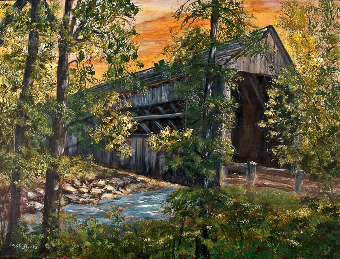 Covered Bridge Giclee Print Covered Bridge Art Print Landscape Art ...