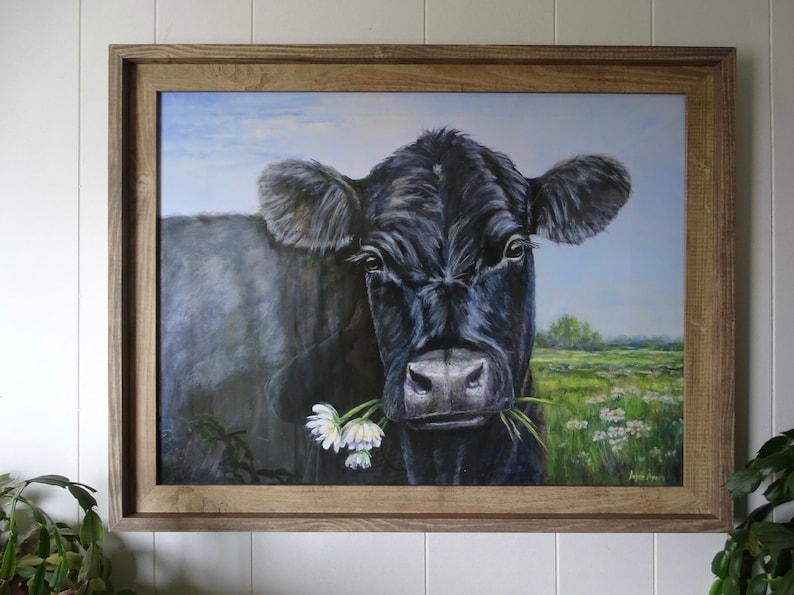 Black Cattle Art- Cow Painting- Cattle Art Print- Giclee Cow Art Print ...
