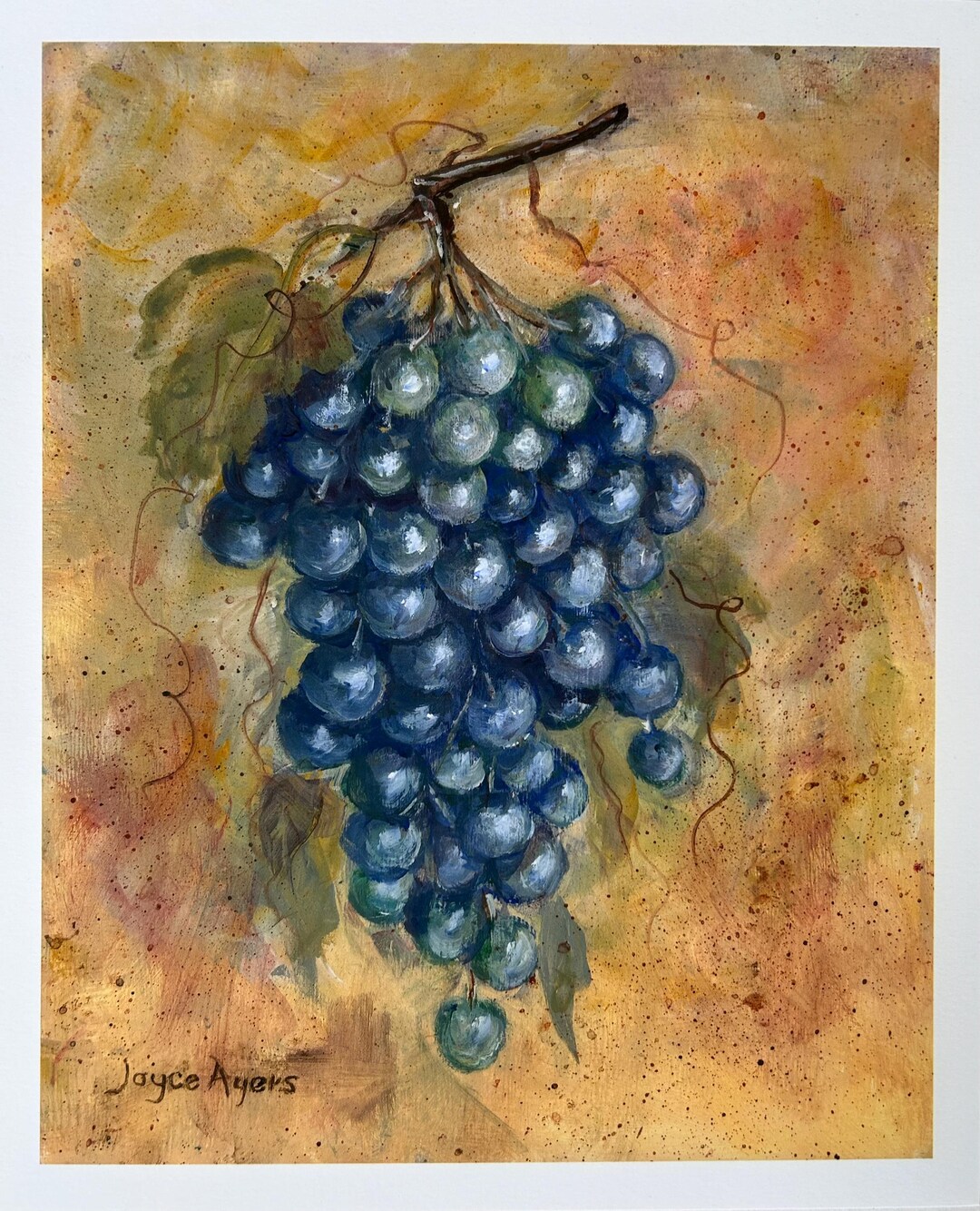Fruit Prints- Cluster of Blue Grapes Art Print-wall Art Prints- Giclee ...