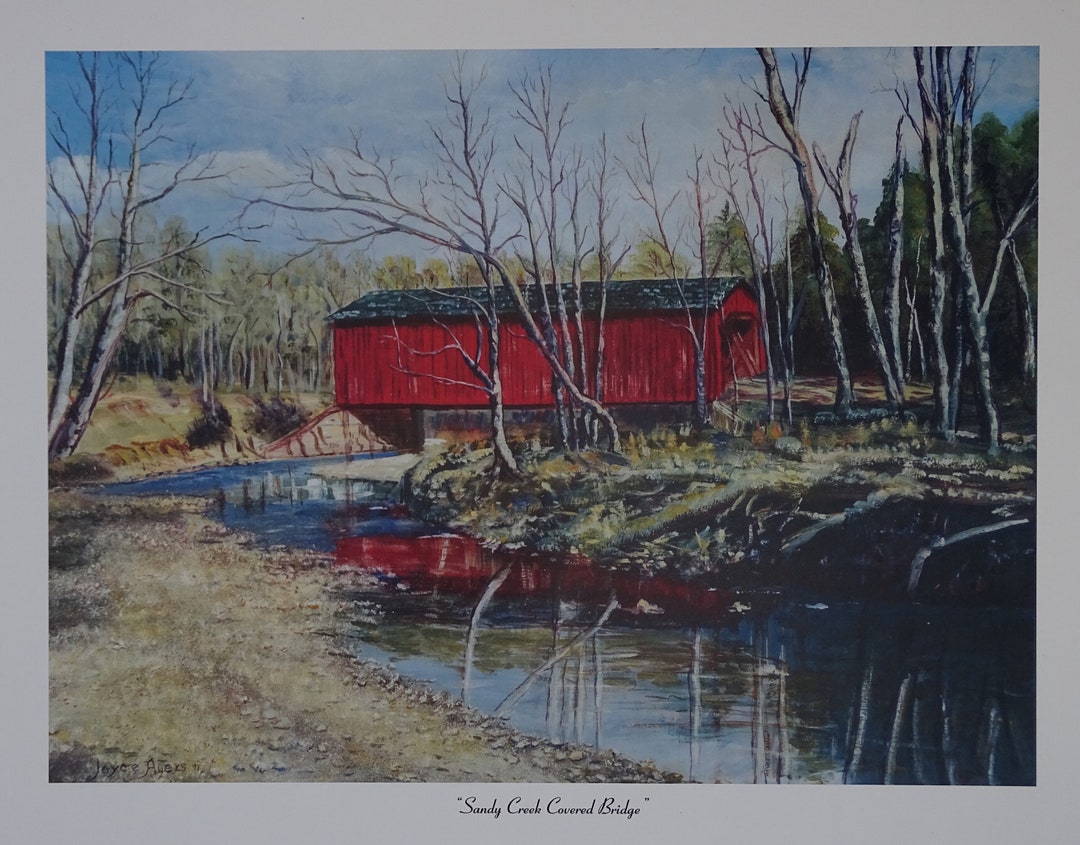A Landscape Print-sandy Creek Covered Bridge Print-landscape Wall Art ...