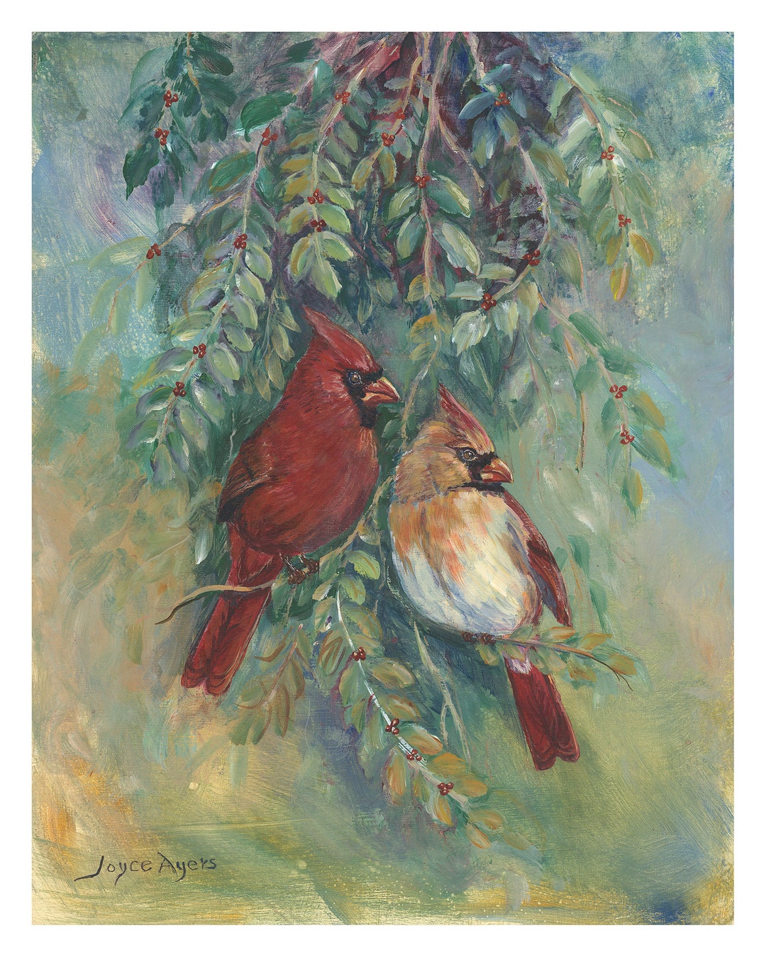 A Cardinal Art Print- Cardinal Painting- Cardinal Print Gift- Bird Art ...