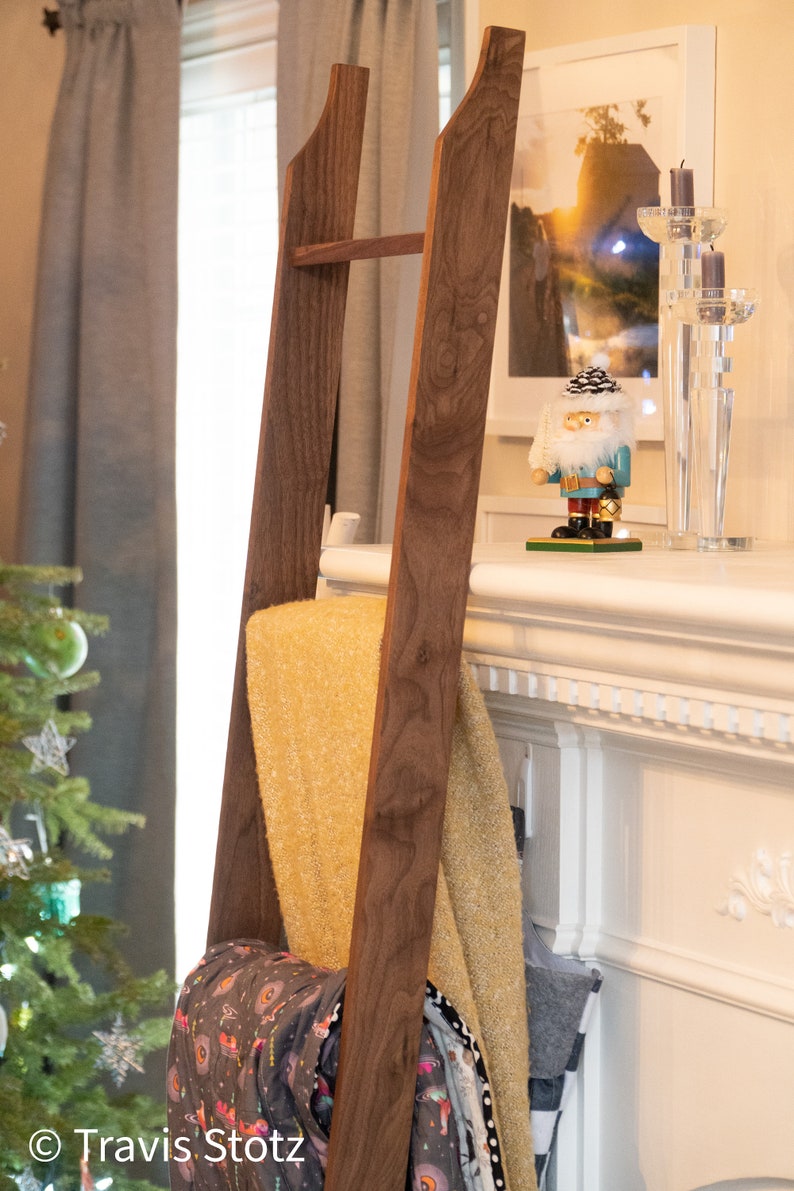 Blanket / Towel Ladder Rack in Solid Black Walnut - Etsy
