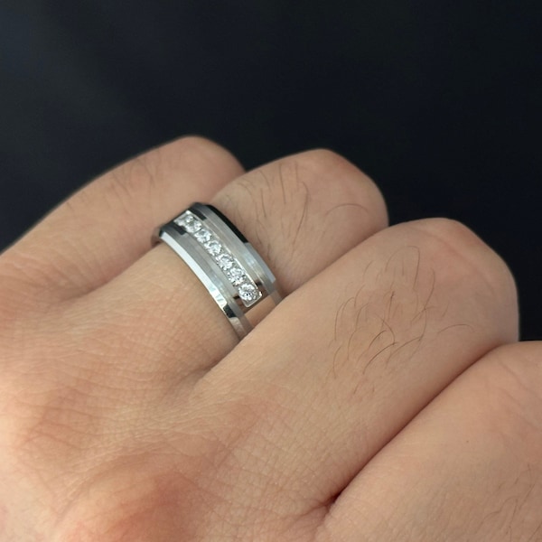 Diamond Inlay Ring - Etsy