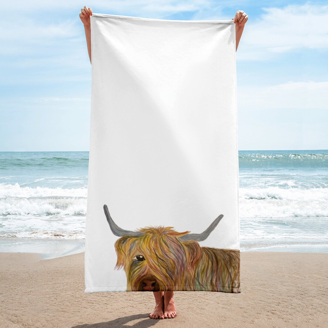 Towel for Beach Towel With Cow Highland Cow Towel Highland Cute Cow ...