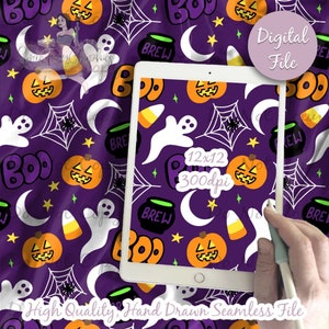 Halloween Ghost Pumpkin Digital Paper, Seamless Halloween Pattern ...