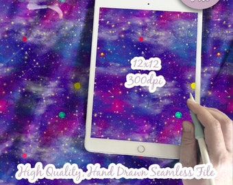 Space Seamless Pattern Digital Download Galaxy Planets - Etsy