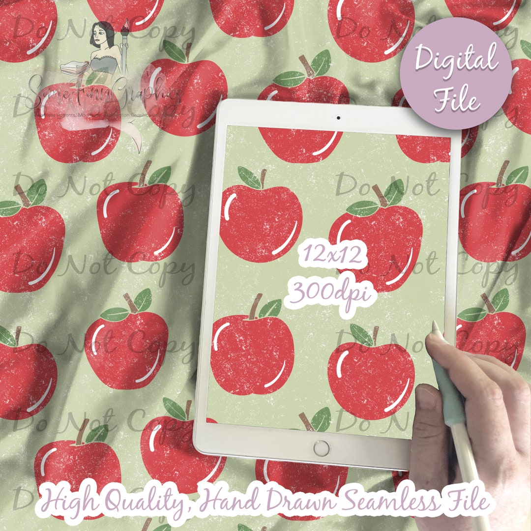 Back to School Seamless Pattern, School Digital Paper, Apple Tumbler ...