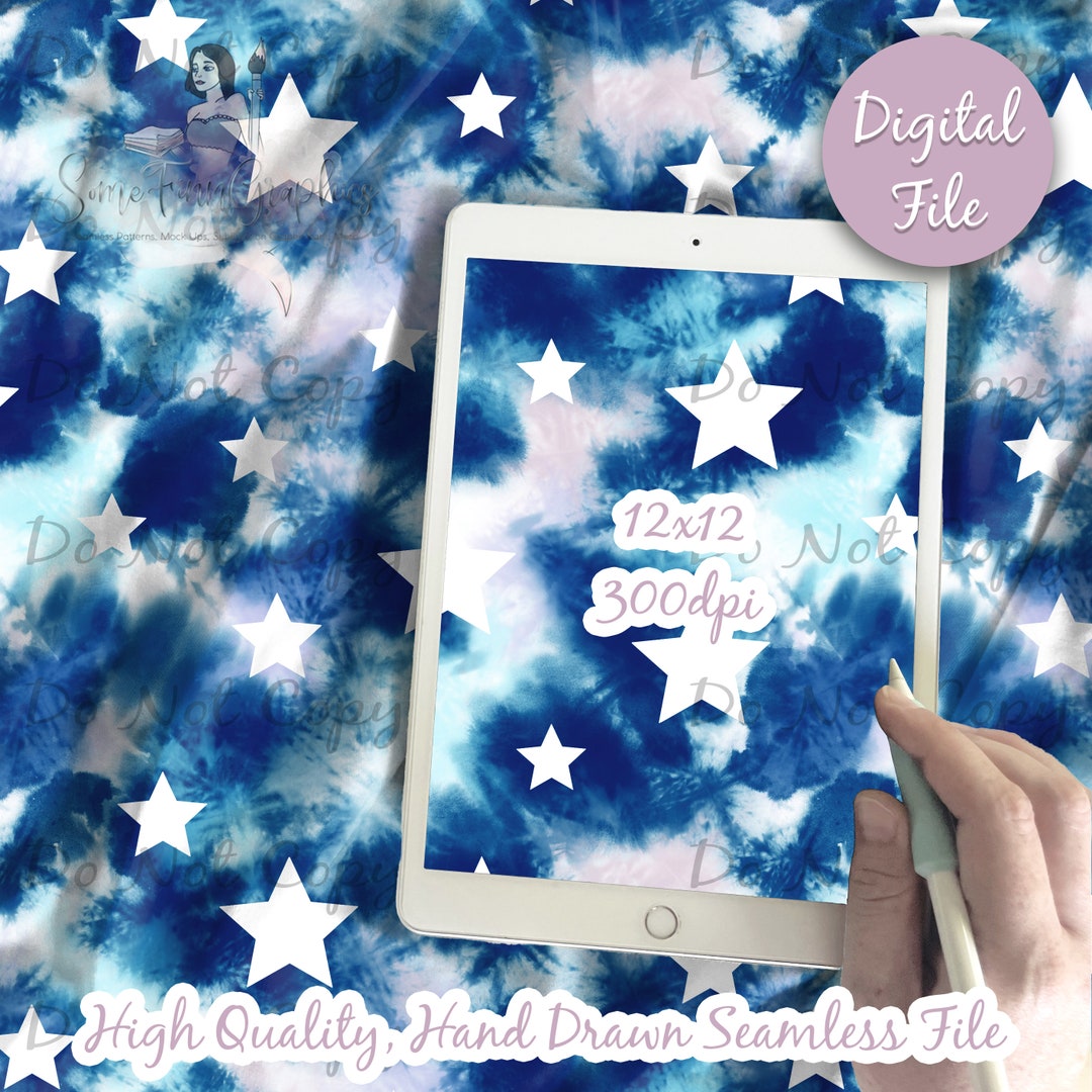 Tie Dye Stars Seamless 12x12 Digital Paper Fabric Pattern Download ...