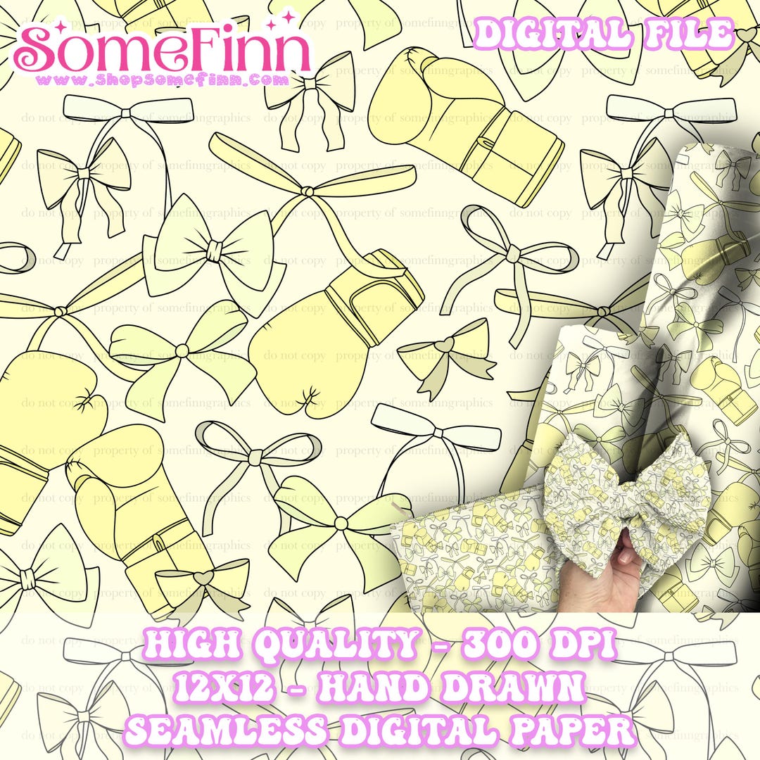 Boxing and Bows Digital Paper, Seamless Pattern, Gloves Fabric Download ...