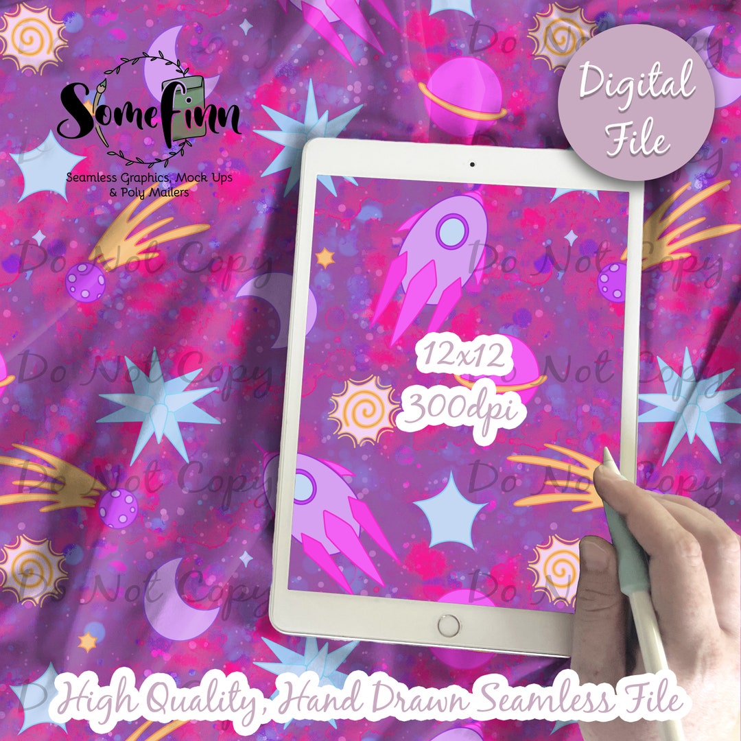 Space Digital Paper, Planets and Stars Seamless Pattern, Outerspace ...